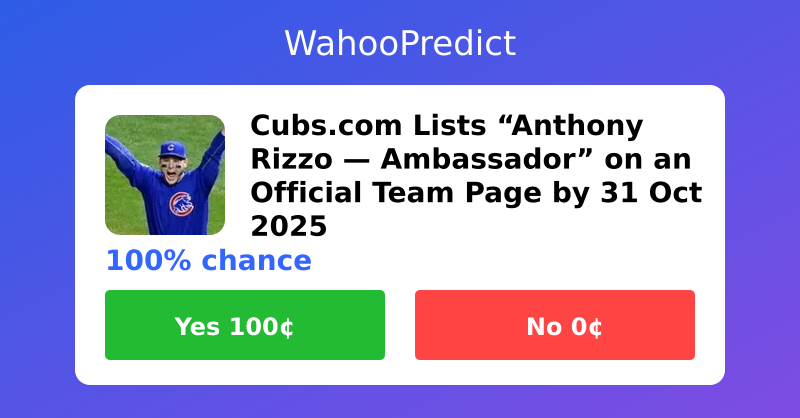 mlb.com/cubs Lists “Anthony Rizzo — Ambassador” on an Official Team ...